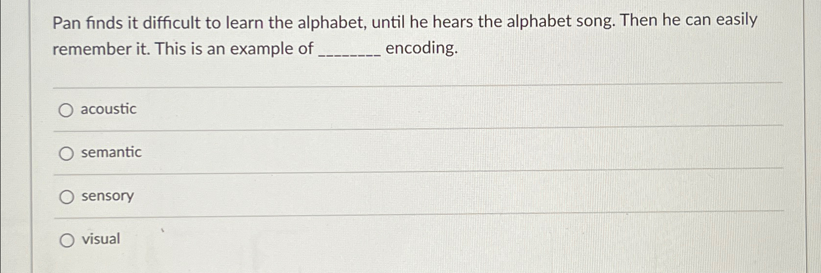 Solved Pan finds it difficult to learn the alphabet, until | Chegg.com