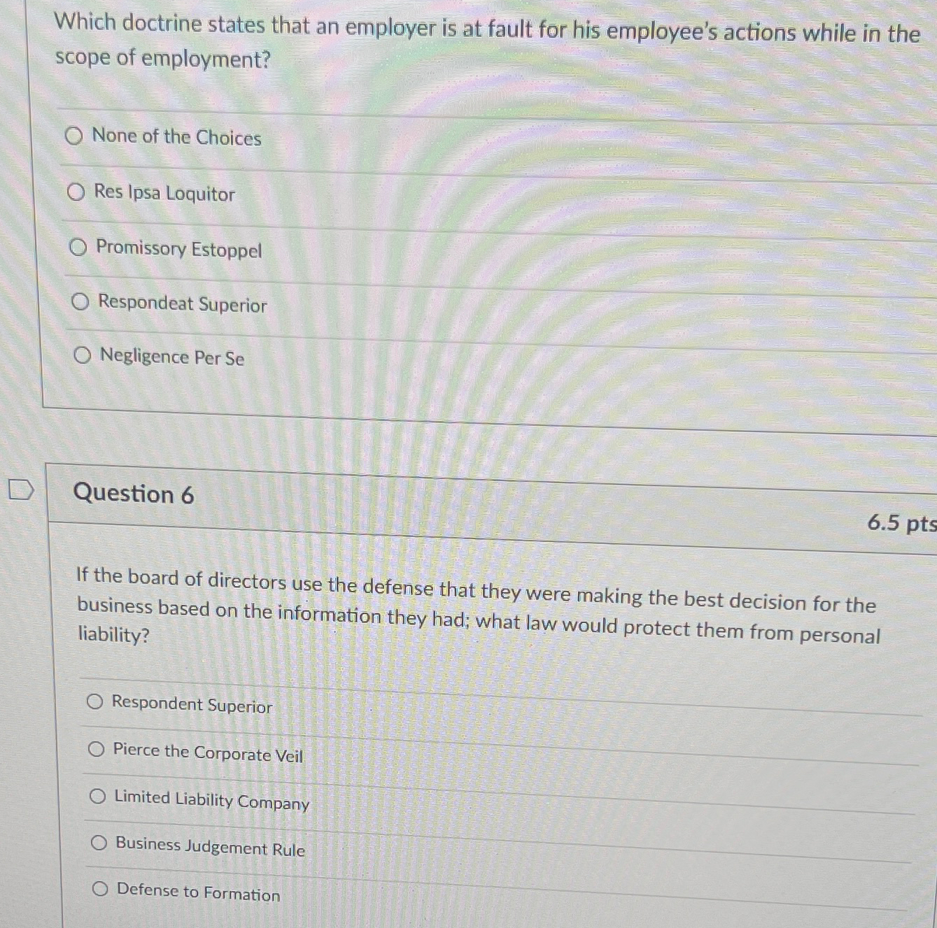 Solved Which Doctrine States That An Employer Is At Fault