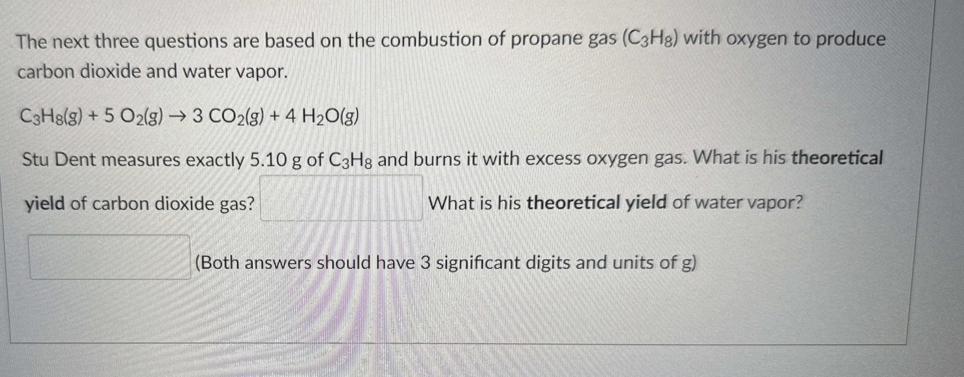 Solved The next three questions are based on the combustion | Chegg.com