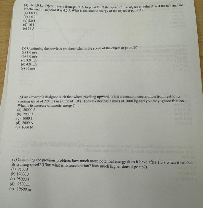Solved 4 A 1 0 Kg Object Travels From Point A To Point B