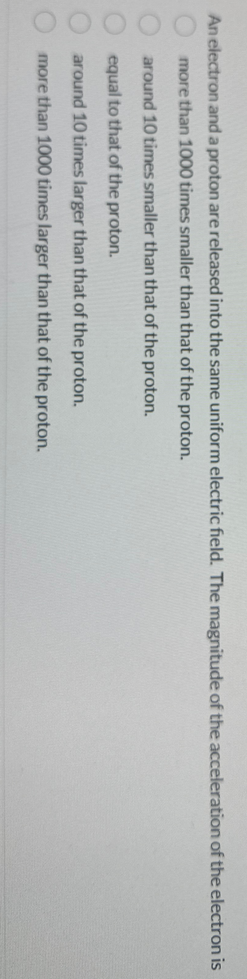 Solved An electron and a proton are released into the same | Chegg.com