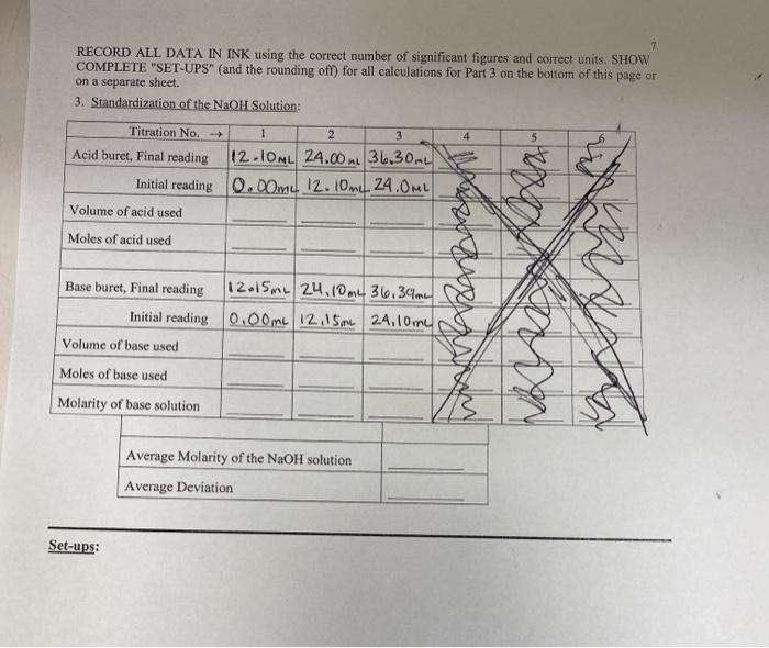 Solved RECORD ALL DATA IN INK using the correct number of | Chegg.com