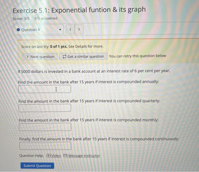 Solved Exercise 5.1: Exponential funtion \& its graph Score: | Chegg.com