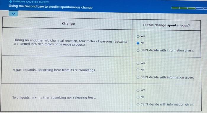 Solved O ENTROPY MND FREE ENERGY Using the Second Law to | Chegg.com