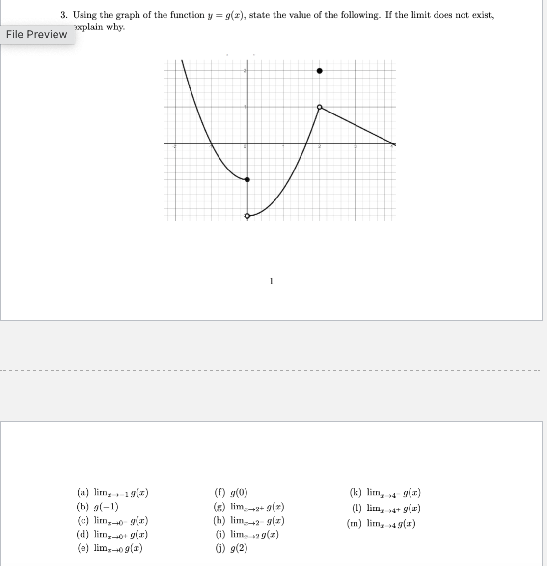 Solved Using the graph of the function y=g(x), ﻿state the | Chegg.com
