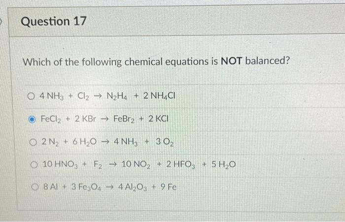 Solved Question 17 Which of the following chemical equations | Chegg.com