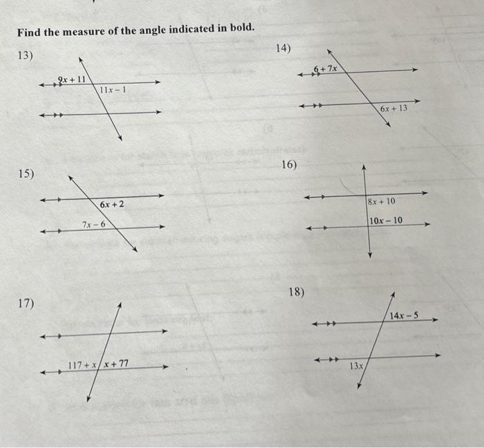 Solved Find The Measure Of The Angle Indicated In Bold 13