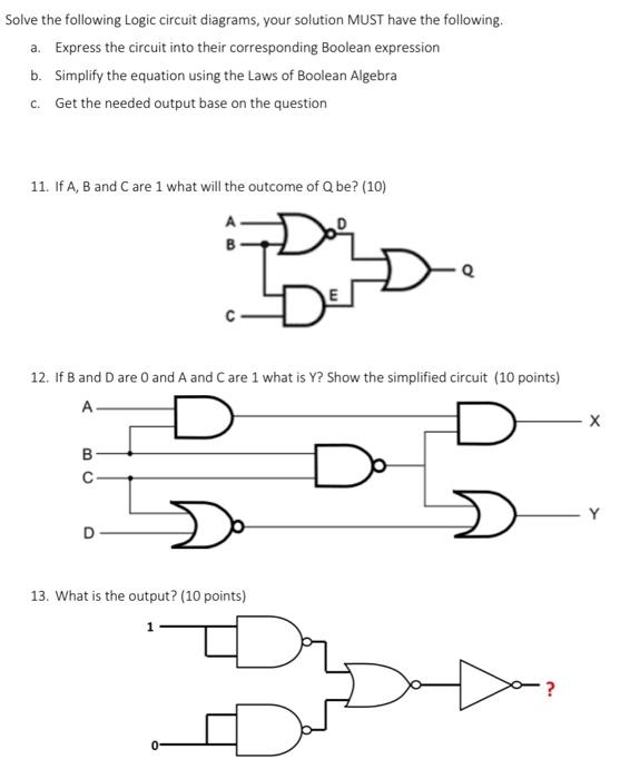 Solved Solve the following Logic circuit diagrams, your | Chegg.com