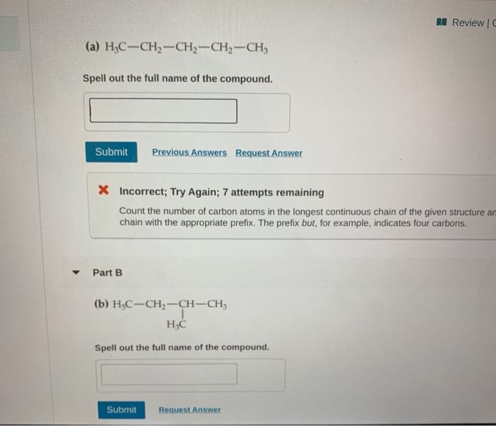 Solved Name each of the following alkanes. Part A Spell | Chegg.com