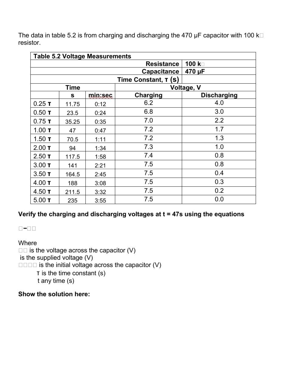 Solved ACTIVITY 5: VOLTAGE VARIATIONS IN CAPACITORS DATA AND | Chegg.com