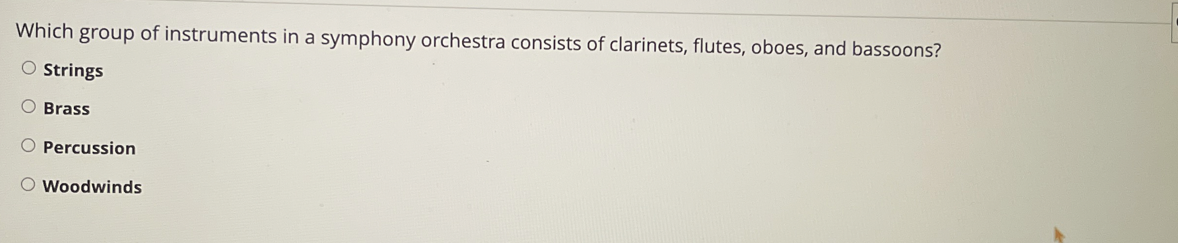 Solved Which group of instruments in a symphony orchestra | Chegg.com