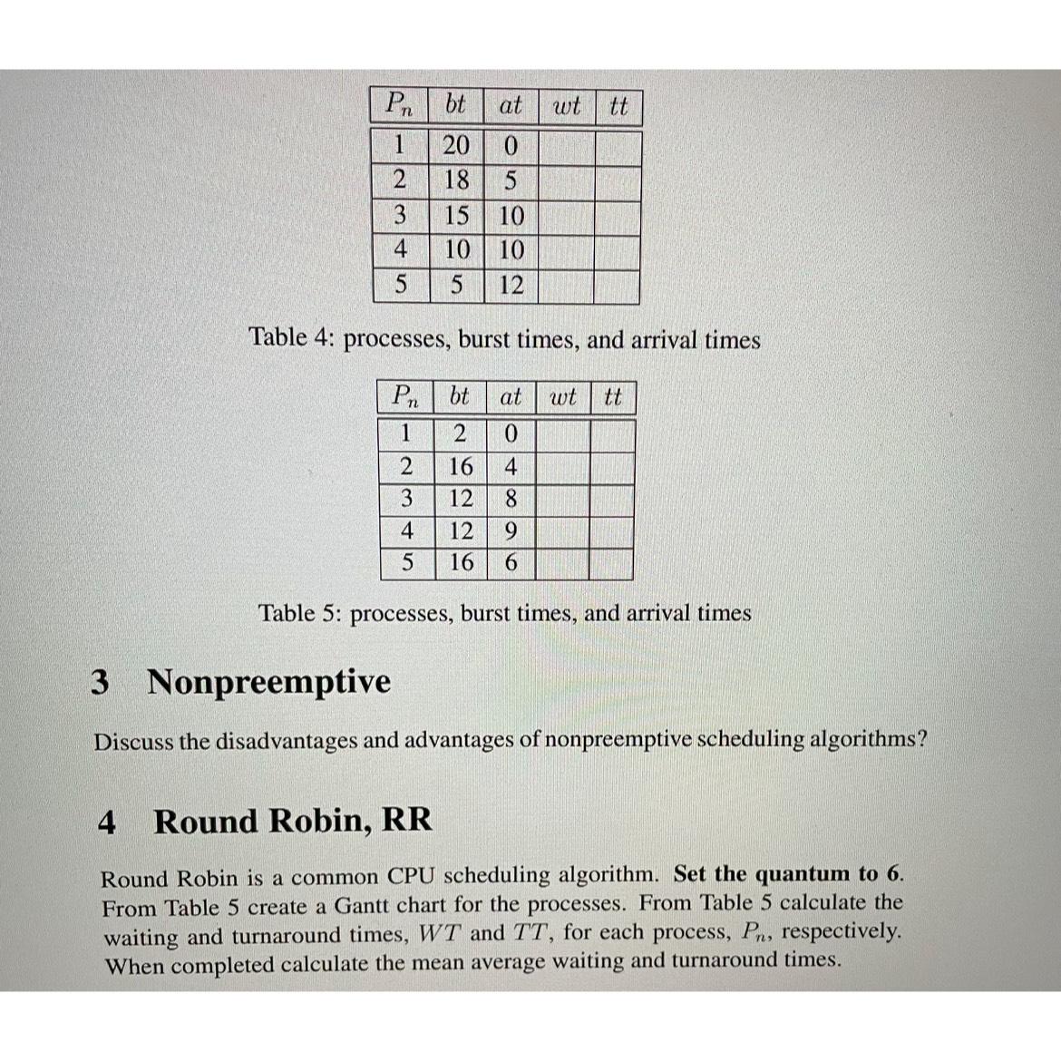 Solved \table[[Pn,bt,at,wt,tt | Chegg.com