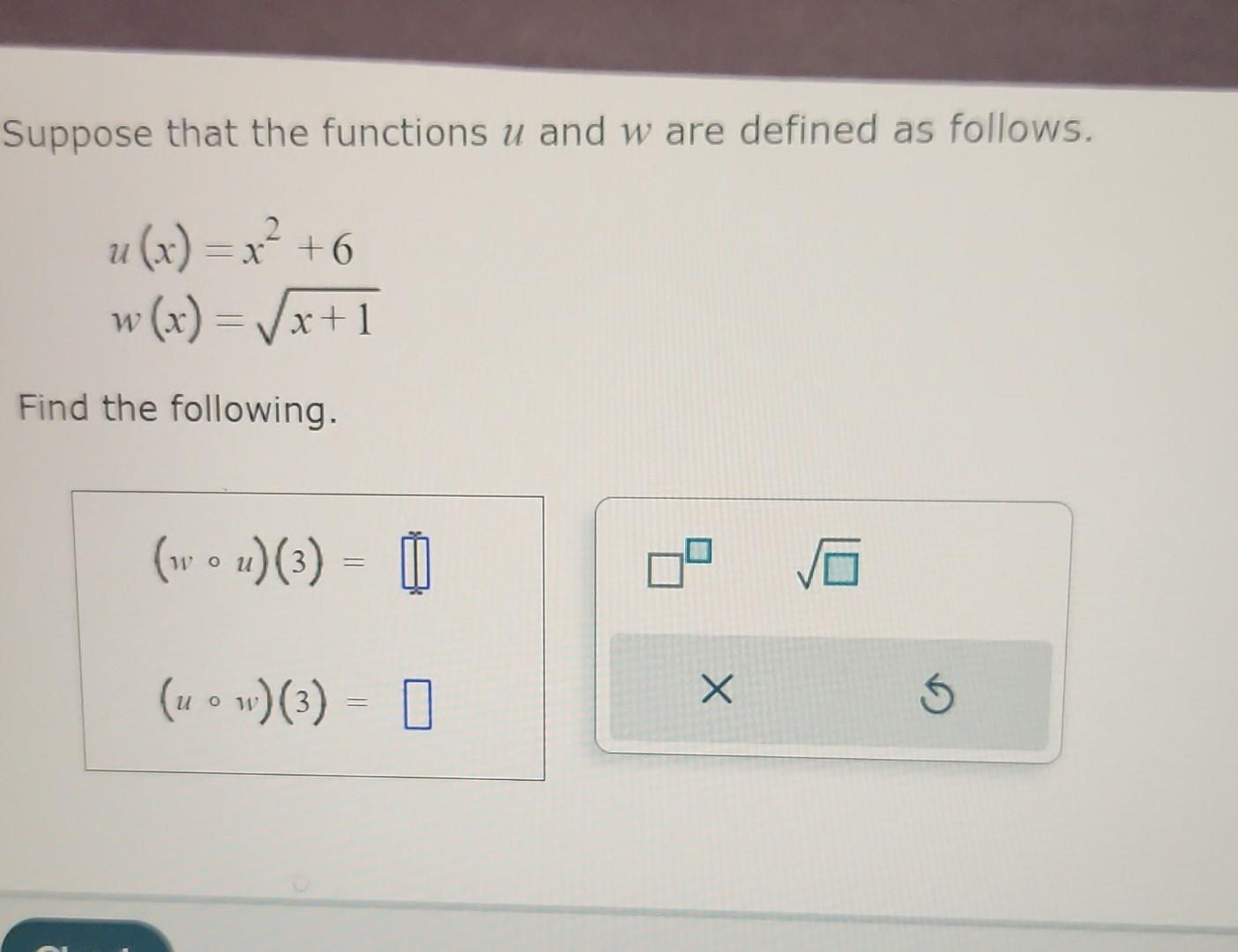 Solved Suppose that the functions u and w are defined as | Chegg.com