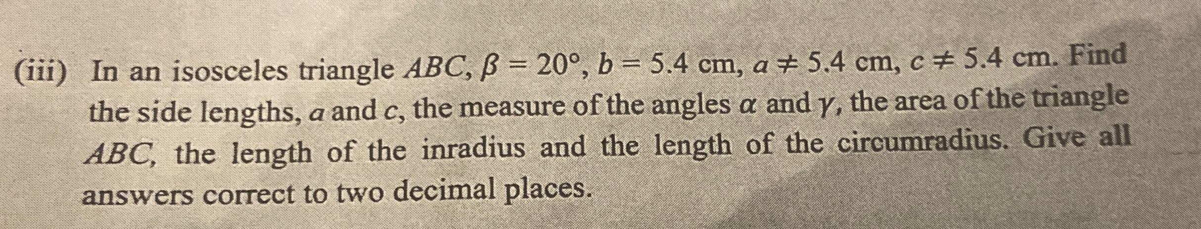Solved by an EXPERT (iii) ﻿In an isosceles triangle | Chegg.com