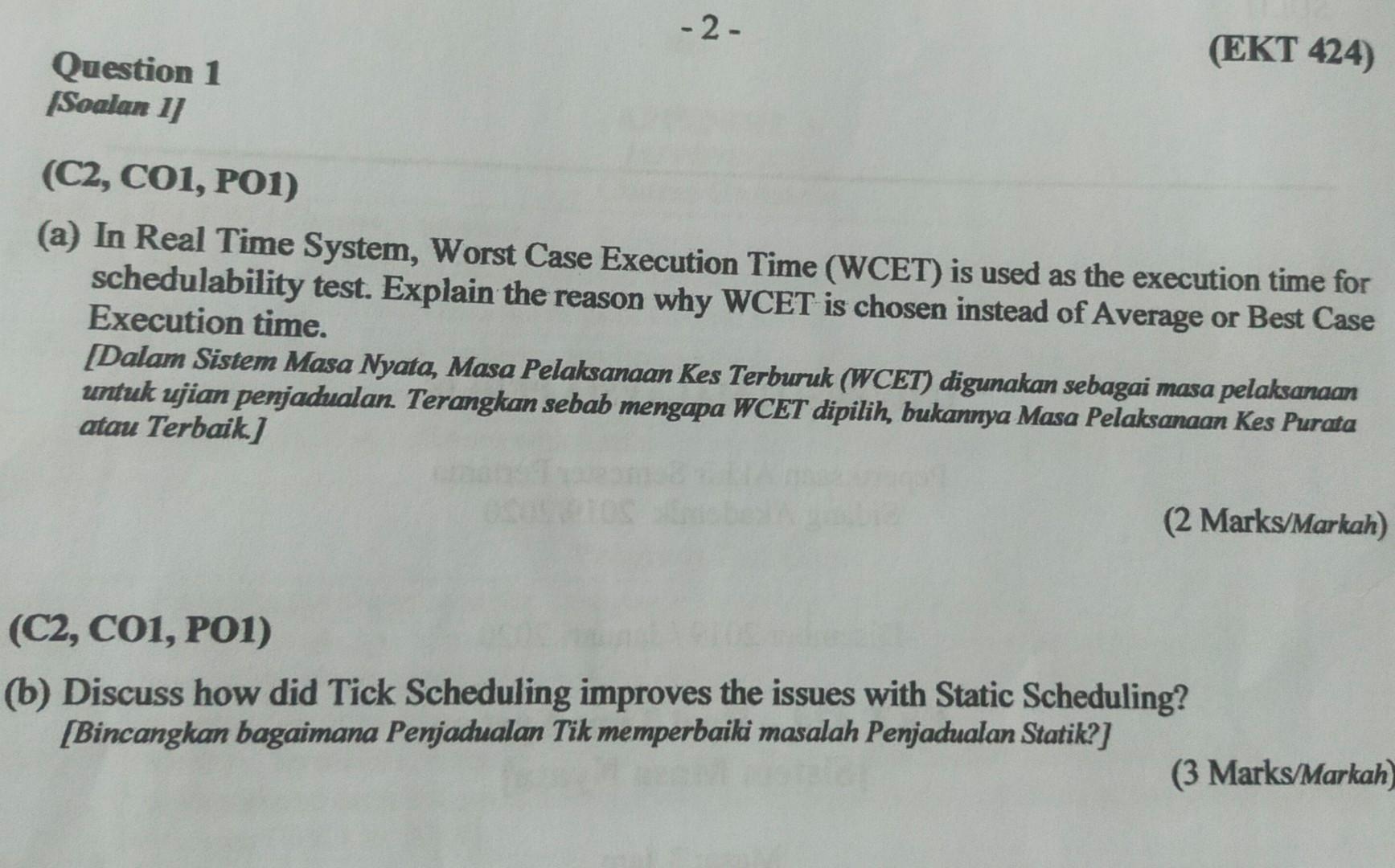 Solved (C2,CO1,PO1) (a) In Real Time System, Worst Case | Chegg.com