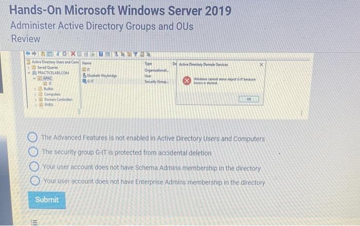 Solved You want to organize the AD objects such as users and | Chegg.com