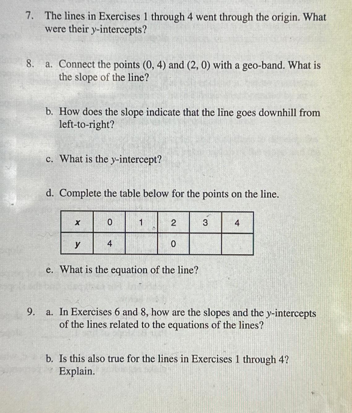 Solved The lines in Exercises 1 ﻿through 4 ﻿went through the | Chegg.com