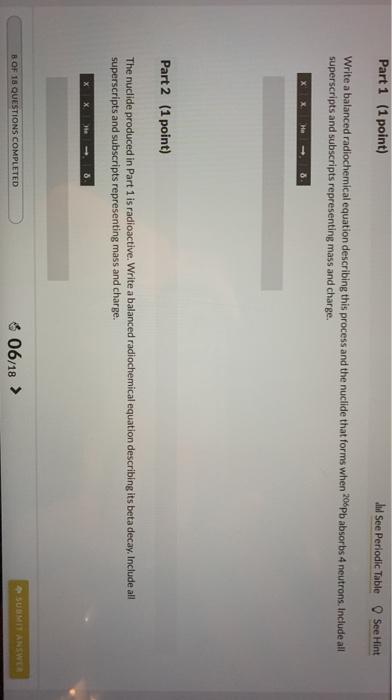 Solved Part 1 (1 point) lid See Periodic Table See Hint | Chegg.com