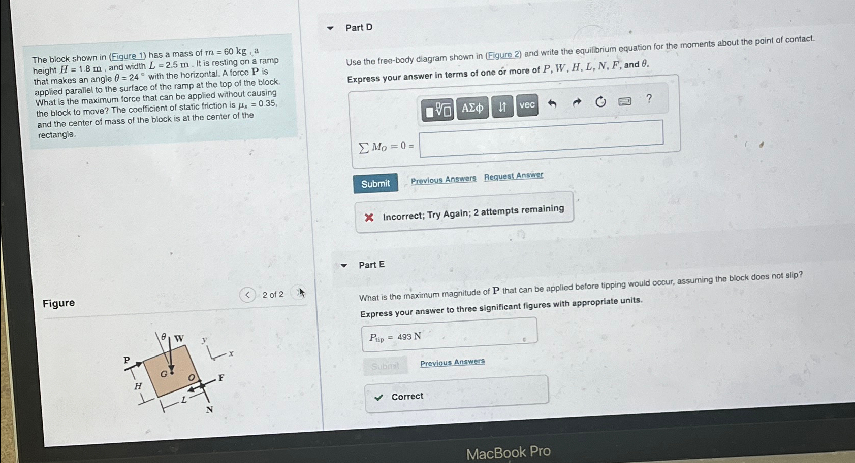 Solved The block shown in (Figure 1) ﻿has a mass of m=60kg, | Chegg.com