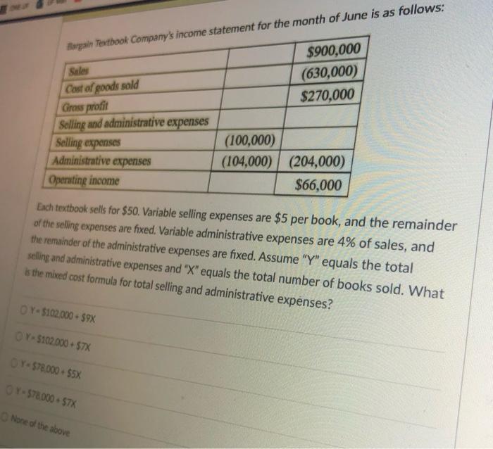 Solved Hargain Textbook Company's income statement for the | Chegg.com ...