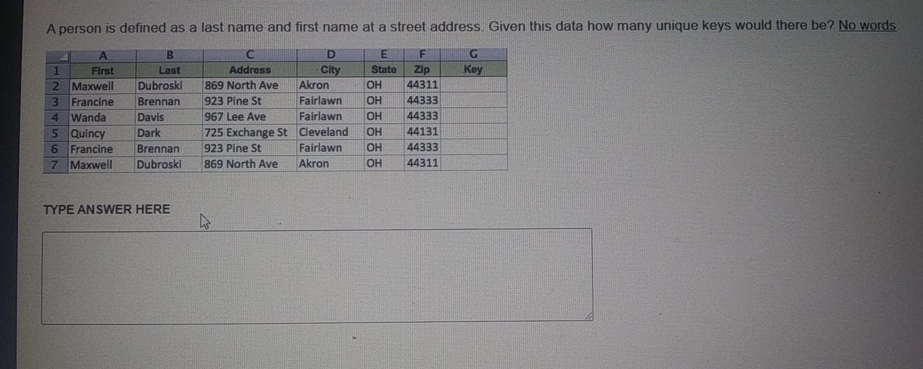 Solved A person is defined as a last name and first name at | Chegg.com
