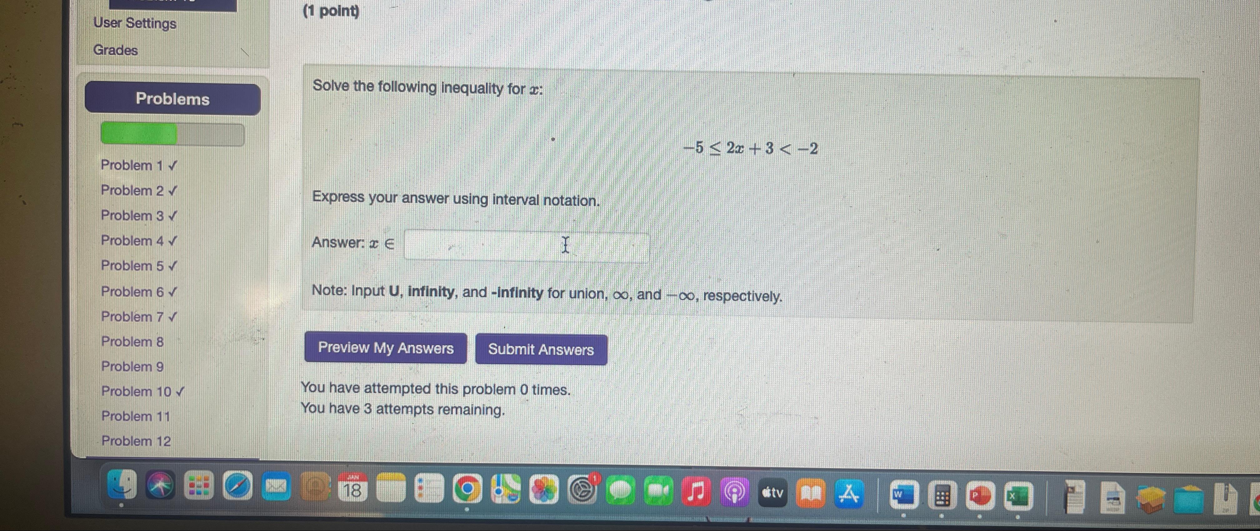 Solved User SettingsGradesProblemsProblem 1 Problem | Chegg.com