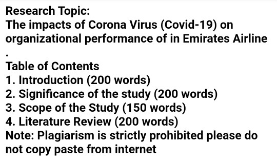 Solved Research Topic: The impacts of Corona Virus | Chegg.com