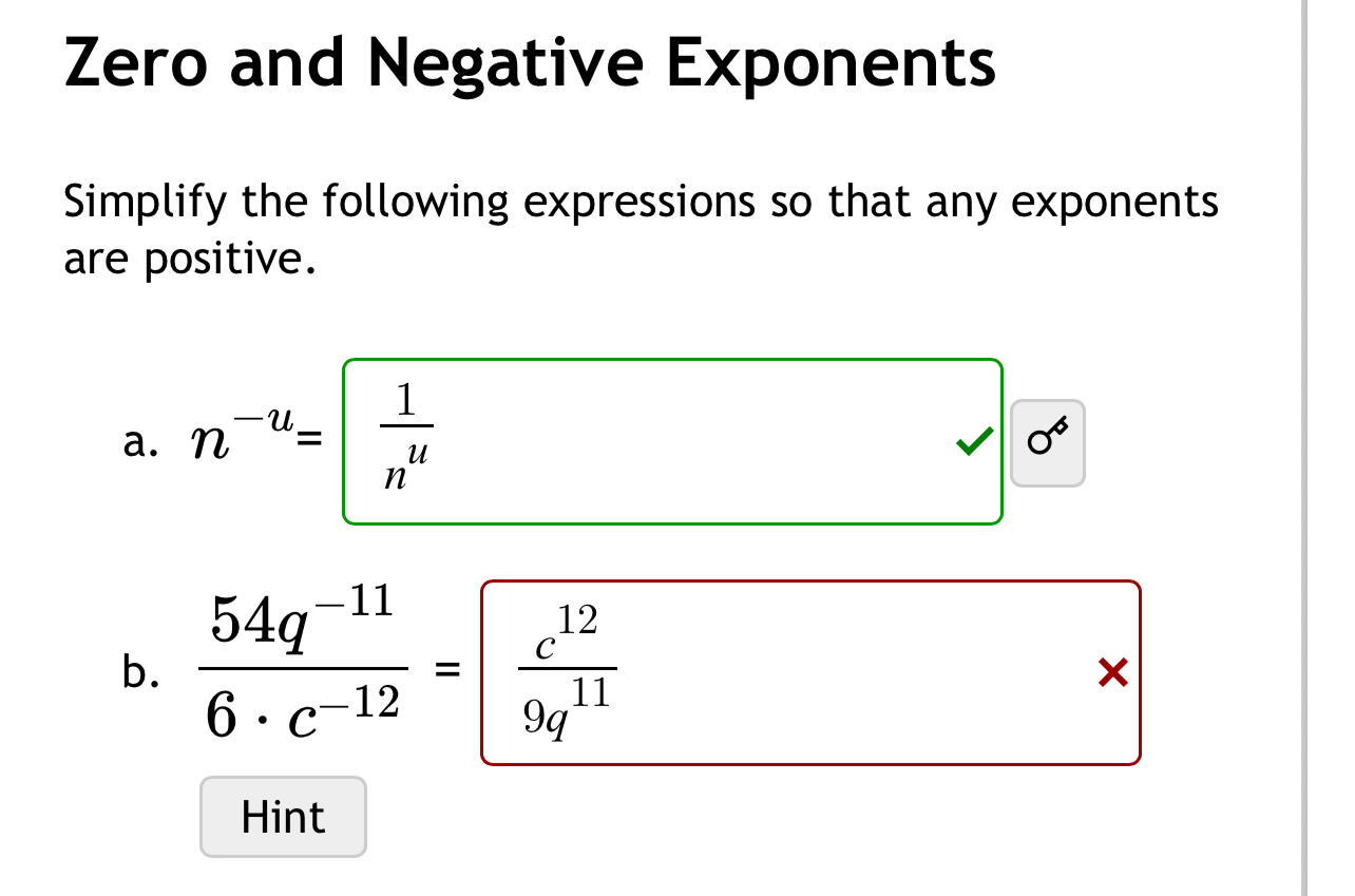 Solved Zero and Negative ExponentsSimplify the following | Chegg.com
