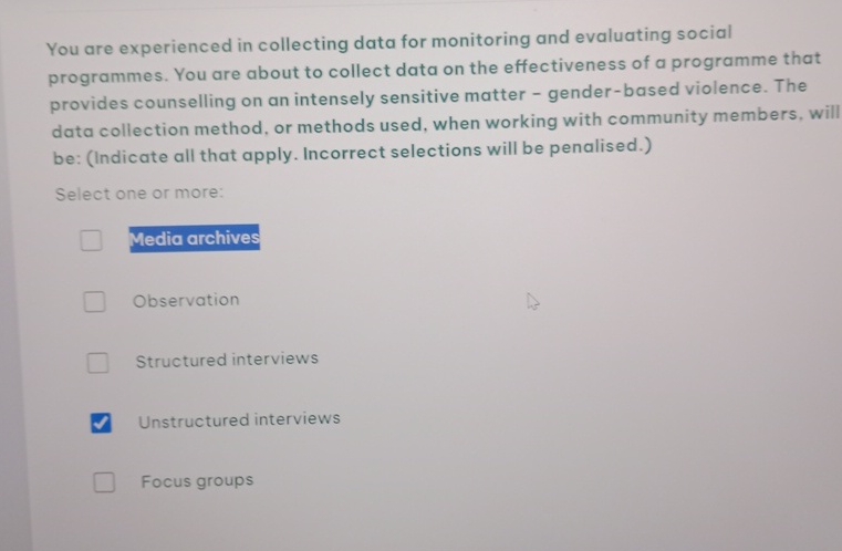 Solved You are experienced in collecting data for monitoring | Chegg.com