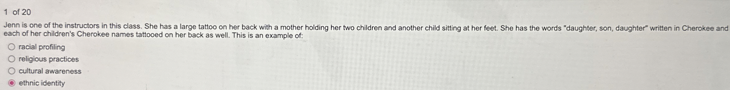 Solved 1 ﻿of 20Jenn is one of the instructors in this class. | Chegg.com
