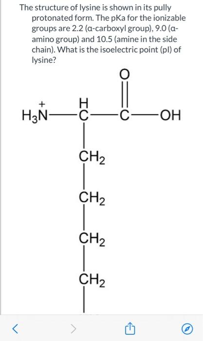 Solved The structure of lysine is shown in its pully | Chegg.com