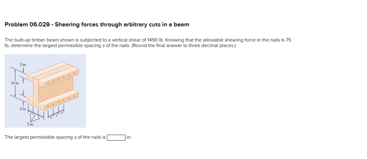 Solved Problem 06.029 - Shearing forces through arbitrary | Chegg.com