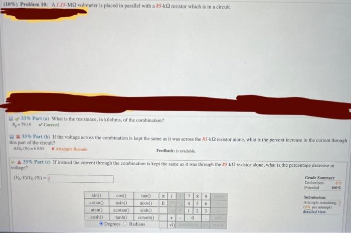 Solved (10\%) Problem 9: The circuit shown contains a | Chegg.com