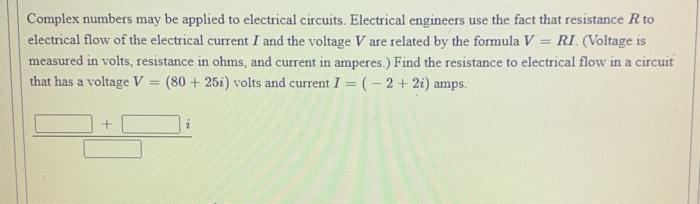 Solved Complex numbers may be applied to electrical | Chegg.com