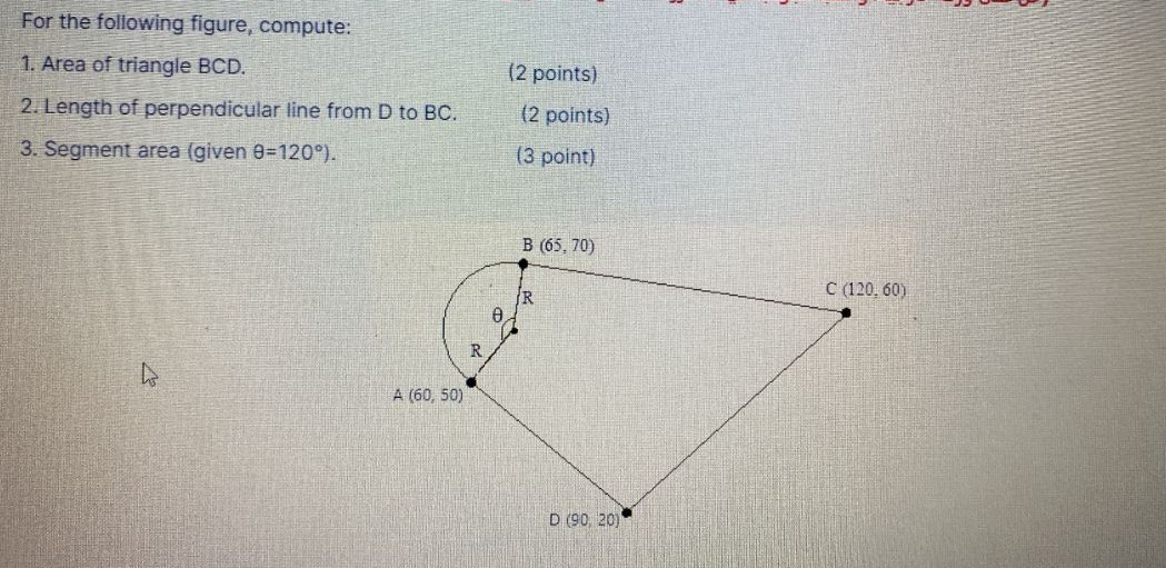 Solved For the following figure, compute:Area of triangle | Chegg.com