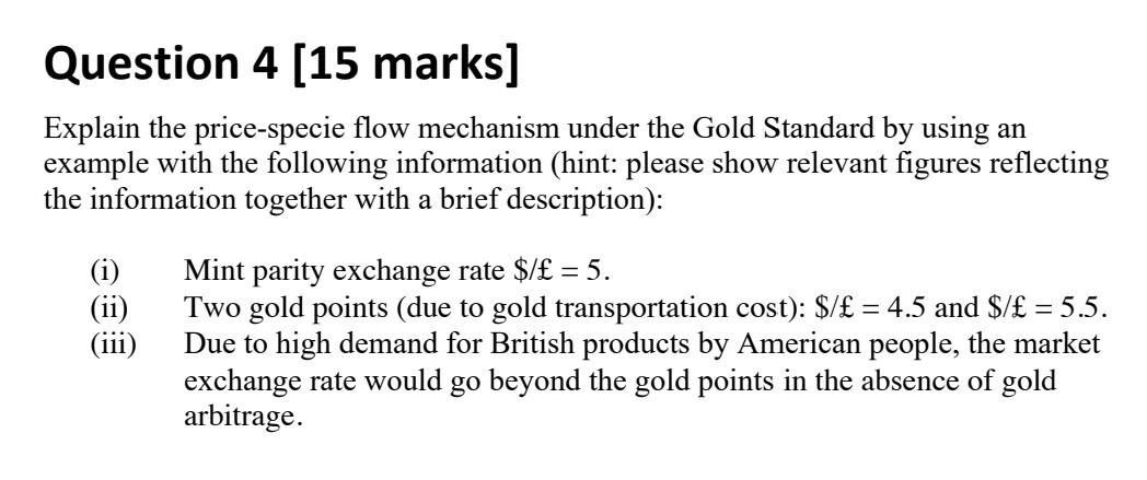 Solved Explain the price-specie flow mechanism under the | Chegg.com