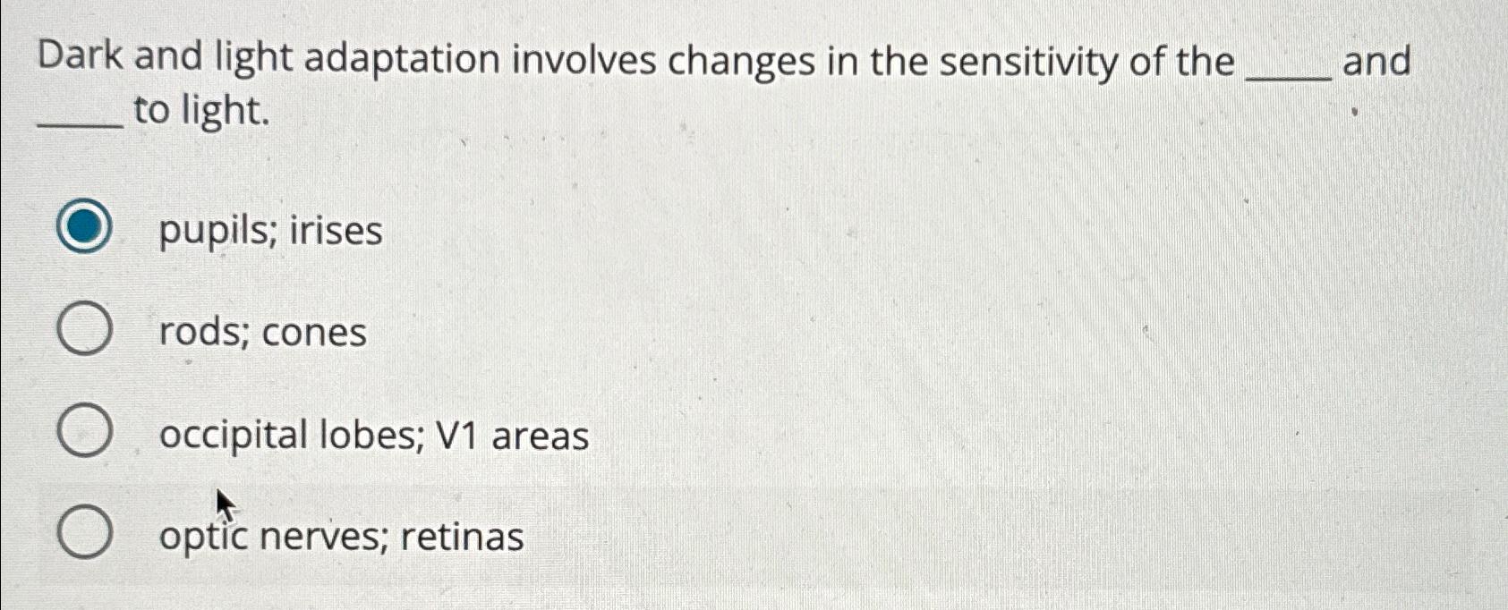 Solved Dark and light adaptation involves changes in the | Chegg.com