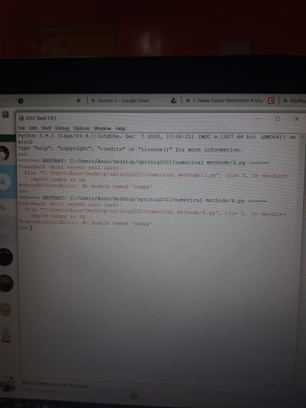 Solved Naïve Gauss Elimination Method # Importing NumPy | Chegg.com