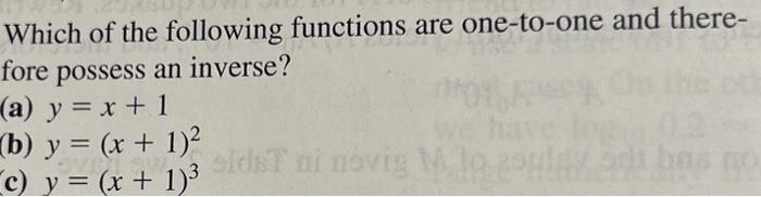 Solved Which of the following functions are one-to-one and | Chegg.com