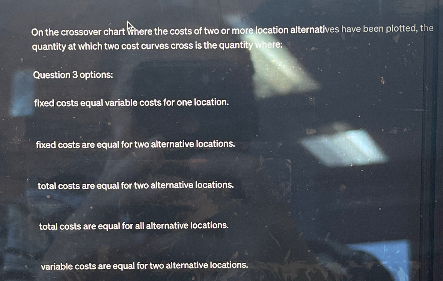 Solved On the crossover chart where the costs of two or more | Chegg.com