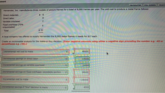 Solved ment CALCULATOR FULL SCREEN Hernandez, Inc., | Chegg.com