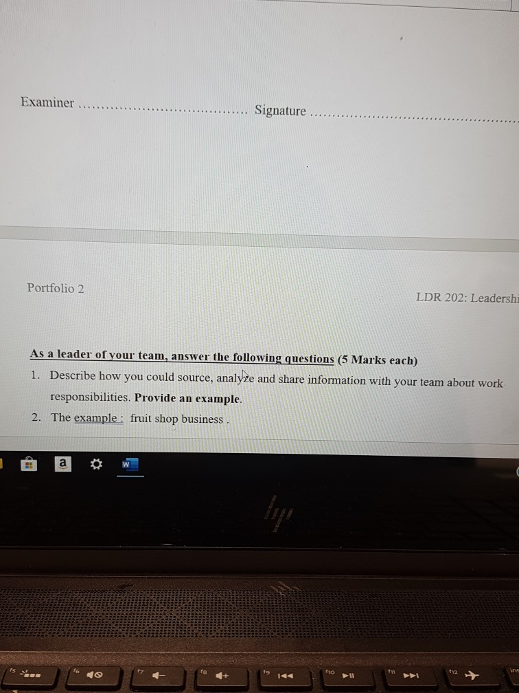 Solved Examiner Signature Portfolio 2 LDR 202: Leadershi As | Chegg.com