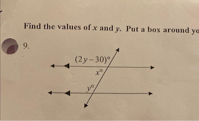 Solved Find the values of x and y. Put a box around y | Chegg.com
