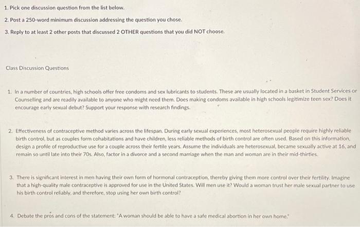 Solved 1. Pick one discussion question from the list below. | Chegg.com