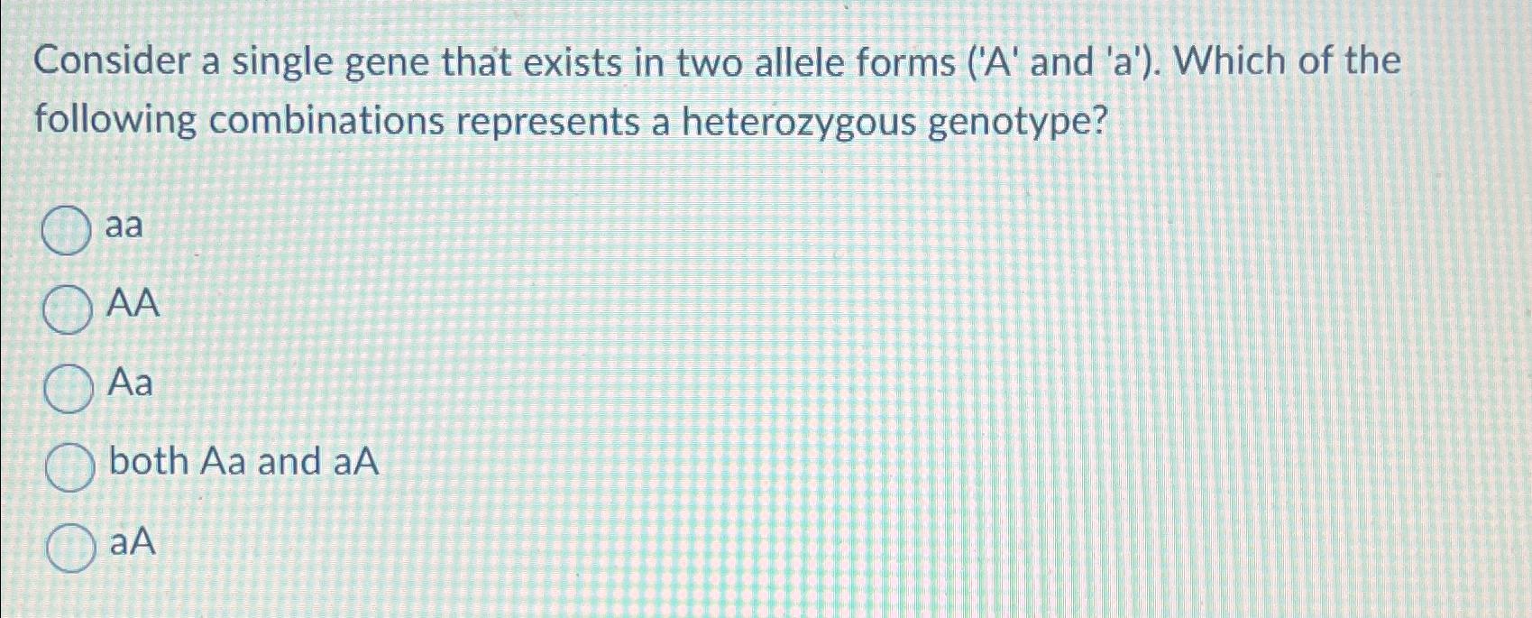 Solved Consider a single gene that exists in two allele | Chegg.com