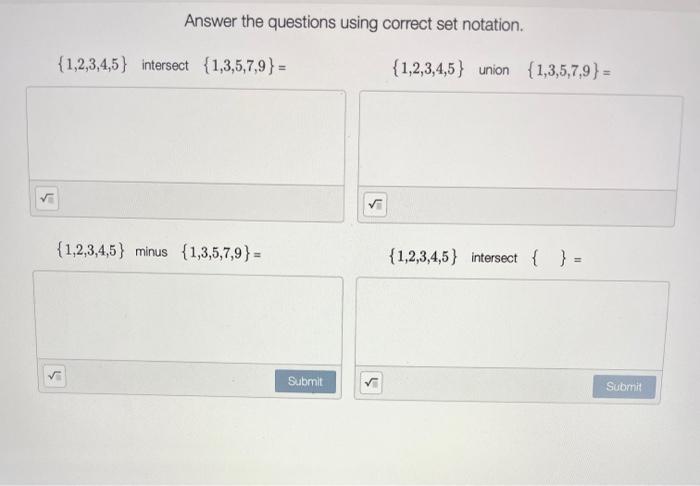Solved Answer the questions using correct set notation. ct | Chegg.com