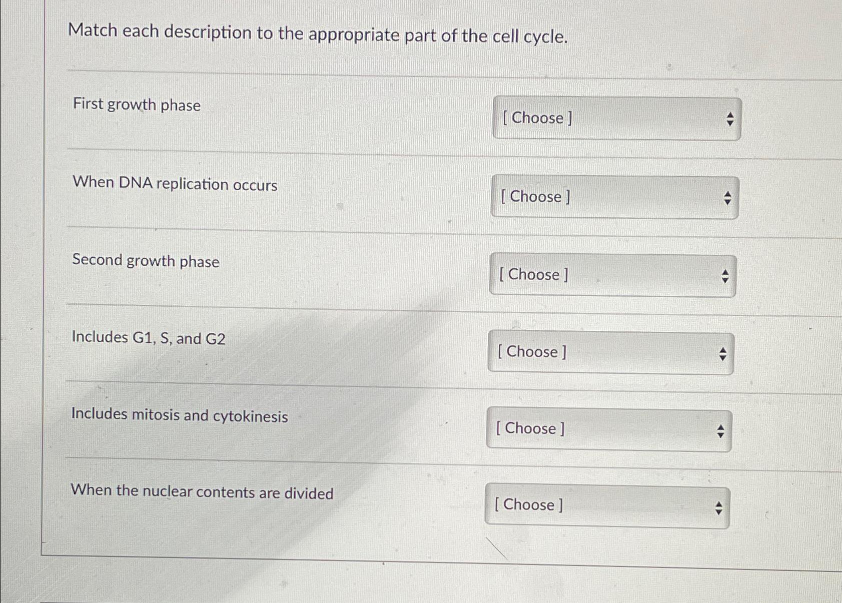Solved Match each description to the appropriate part of the | Chegg.com