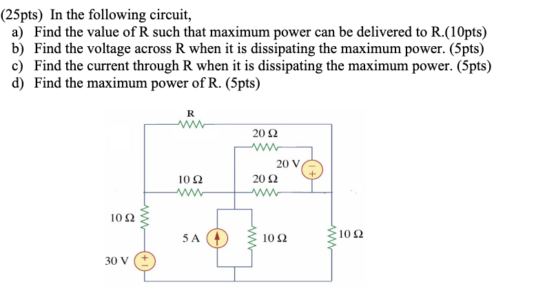 Solved (25pts) ﻿In the following circuit,a) ﻿Find the value | Chegg.com
