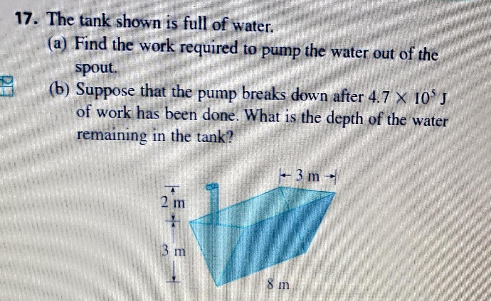 Solved 17. The tank shown is full of water. (a) Find the | Chegg.com
