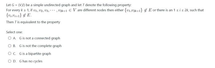 Solved Let G=(V,E) be a simple undirected graph and let T | Chegg.com